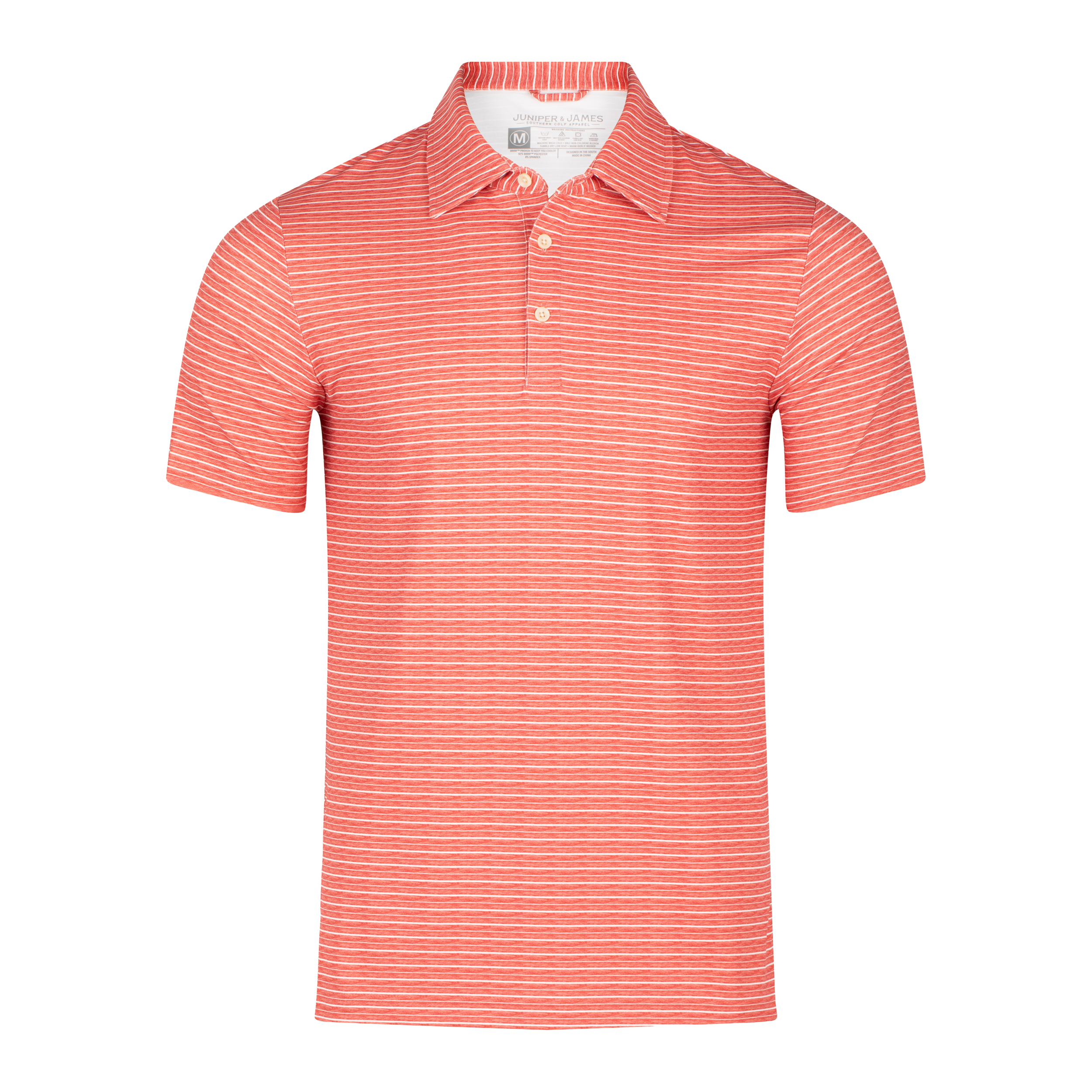 Ember Red Stripe Performance Polo – Striped Cooling Golf Shirt ...